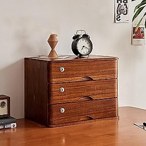 Desktop Organizer Storage Box - Desktop File Cabinet, Desktop Drawer Cabinet With Lock, 1/2/3/4 Tier Wooden File Cabinet, Flat File Cabinet Storage, Desktop Storage Cabinet/Data Cabinet ( Color : D ,