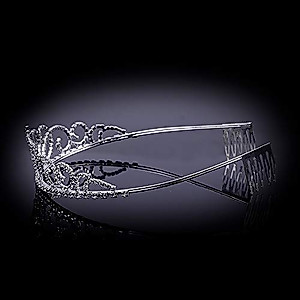 Bseash Silver Crystal Tiara Crown Headband Princess Elegant Crown with combs for Women Girls Bridal Wedding Prom Birthday Party
