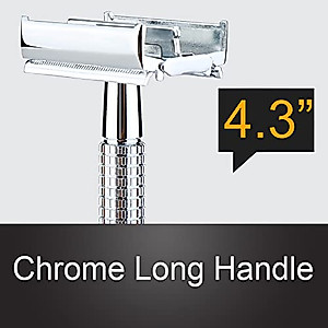 WEISHI Butterfly Open Double Edge Safety Razor Chrome Long Handle Reusable Razor