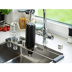 Sanni Shoo Drip.it | Multifunctional Space Saving Stainless Steel Kitchen Sink Caddy | Bottle Holder | Compatible with Sodastream Bottles for Aqua Fizz, Penguin and Other Bottles | Drainer & Organizer