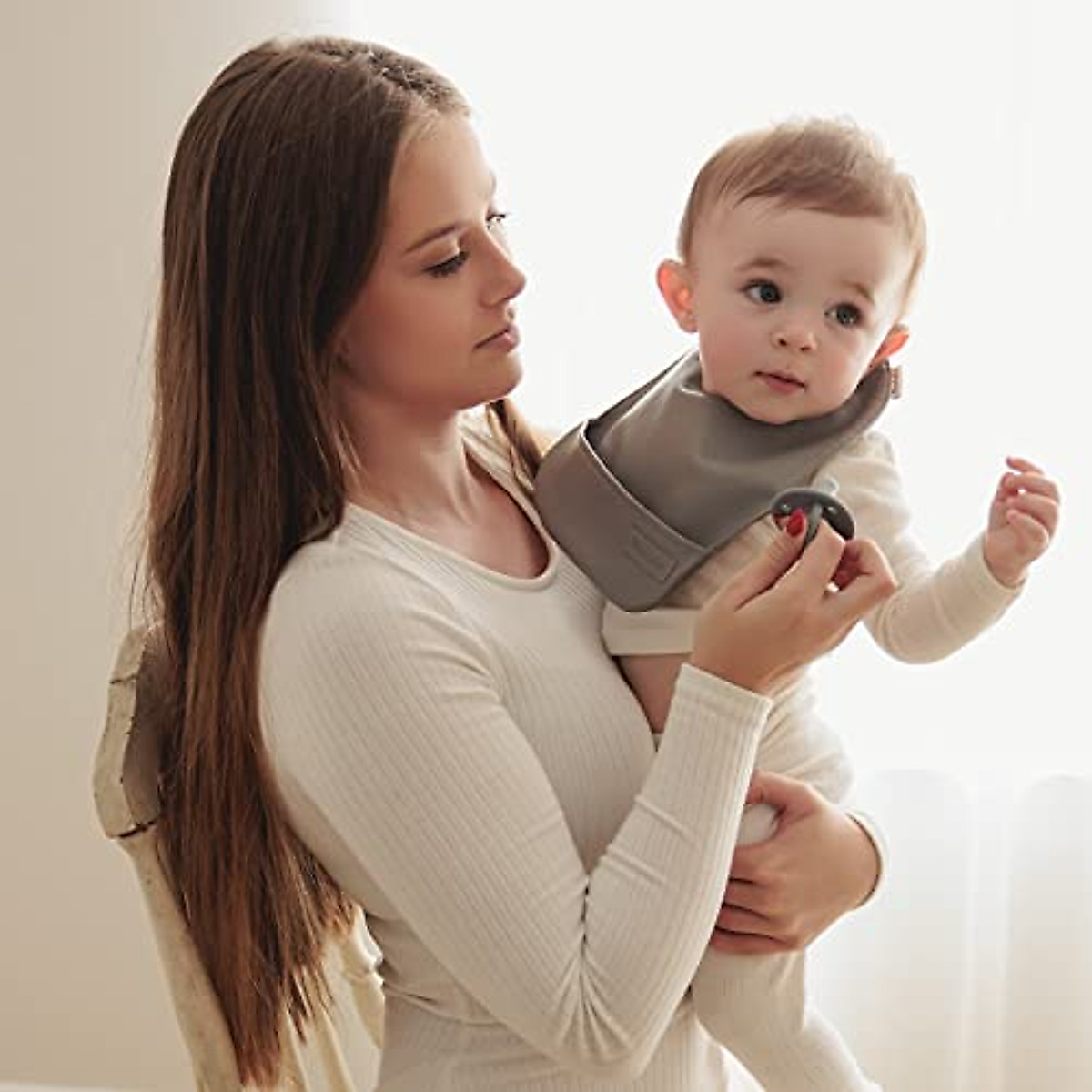 Bleu La La Silicone Free Vegan Leather Buttery Soft Bibs with Pocket for Infants & Babies