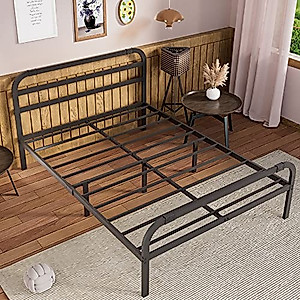 Umyder Full Size Bed Frame with Headboard and Footboard,14 Inch High Metal Platform Bedframe with Sturdy Steel Slats Support,No Box Spring Needed,for Teen,Noise Free,Easy Assembly,Anti-Slip