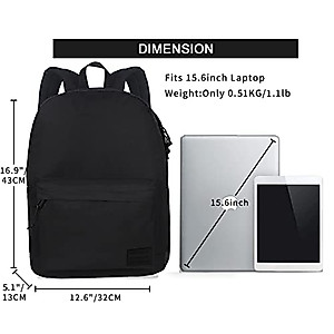 SUPACOOL Lightweight Casual Laptop Backpack with USB Charging Port and Set of 8 Black Travel Mesh Organizer Bags