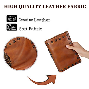 LETEULO Womens Crossbody Bag Leather Handmade Shoulder Bag Clutch Wristlet Handbags Purse (Brown L)