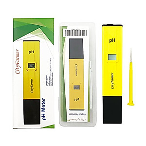 CityFarmer PH Pen, Digital pH Meter, PH Meter for Water Hydroponics, with 2 Pack of Calibration Solution Mixture Included