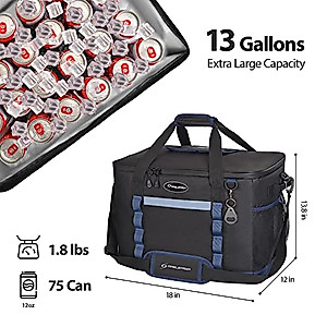 Maelstrom ICY Hollow Cooler Bag,75 Cans Collapsible Soft Sided Cooler,Extra Large Insulated Leakproof Lunch Cooler Bag,Portable for Grocery Shopping,Camping,Tailgating and Road Trips, G: 75 Can Black
