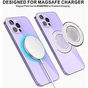 ROMSEA Glitter Compatible with Magsafe Socket Base Removable and Wireless Charging Compatible 【Base Only】 Works with Socket Grip, Phone Ring Holder Compatible with iPhone 14/13/12,Glitter White.