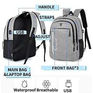 RRRWEI Laptop Backpack 15.6 Inch Slim Computer Bag,Business Travel Anti Theft Durable Backpack Usb Charging Port,For College School (black)