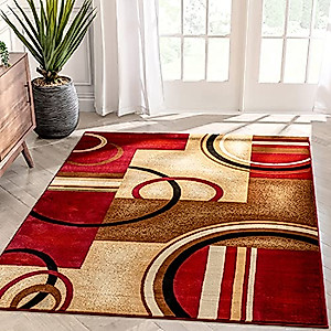 Well Woven Barclay Arcs & Shapes Red Modern Geometric Area Rug 5'3" X 7'3"