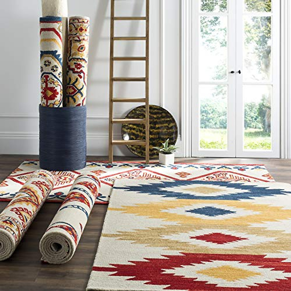 SAFAVIEH Aspen Collection 3' x 5' Ivory/Multi APN704A Handmade Moroccan Boho Tribal Wool Area Rug