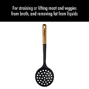 STAUB Skimmer Spoon, Perfect for Straining or Lifting Meat and Veggies from Broth, Durable BPA-Free Matte Black Silicone, Safe for Nonstick Cooking Surfaces