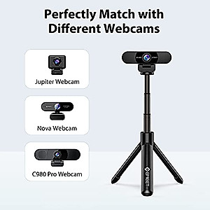 Webcam Tripod, EMEET Professional Webcam Mini Tripod, Portable & Lightweight, Adjustable Height from 5.7-12.2 in, Stable Use, Universal Compatible for Most Webcams/Phones/GoPros/Mirrorless Cameras