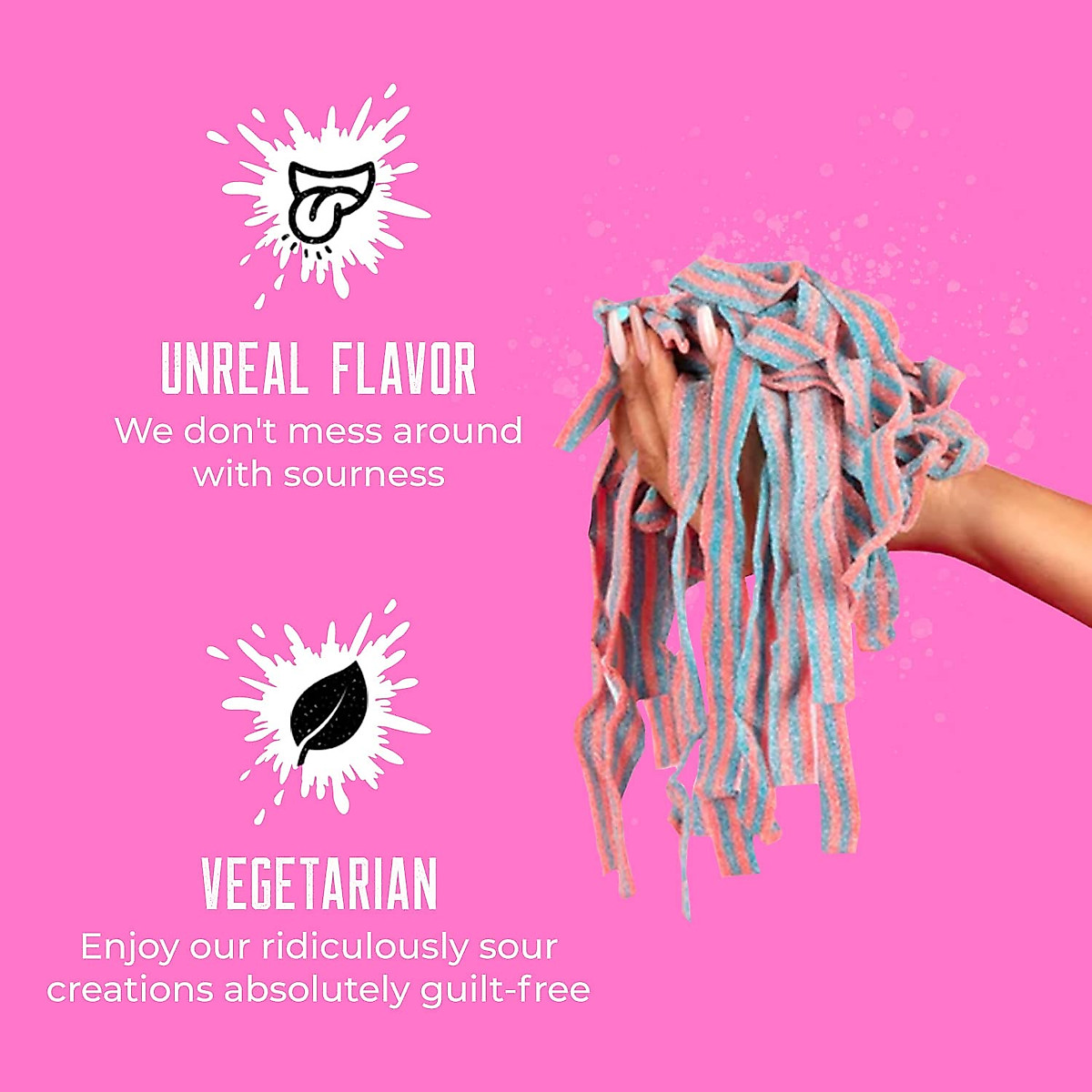 SOUR STRIPS Cotton Candy Flavored | Deliciously Chewy Belts Vegetarian Candies, 12 per Pack, 2 Pack