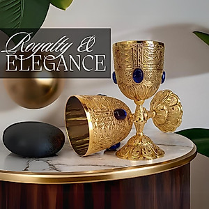 REPLICARTZ Chalice Goblet Wine Glasses Gold Plated Brass Gift Chalice Wine Goblet Vintage Chalice Medieval Goblet, Best for Daily Use, Wedding Anniversary and Birthday 250 ml Pack of 1