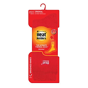 Heat Holders - Mens Winter Warm Thick Bigfoot Thermal Crew Socks Size 13-15 US (Red)