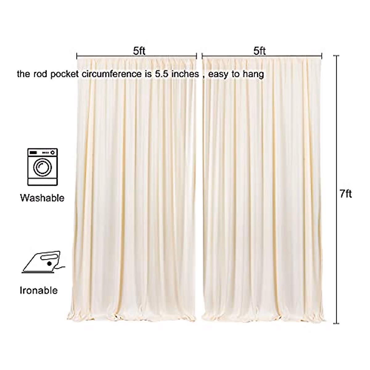 Champagne Backdrop Curtain for Parties Wedding Baby Shower Wrinkle Free Photo Curtains Backdrop Drapes Fabric Decoration for Bridal Shower 5ft x 7ft,2 Panels
