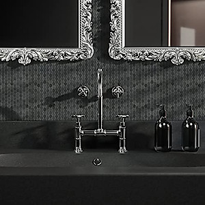 Black Hexagon Peel and Stick Backsplash, Self-Adhesive Aluminum Metal Surface Waterproof Stick on Wall Tile for Kitchen (6 Sheets)