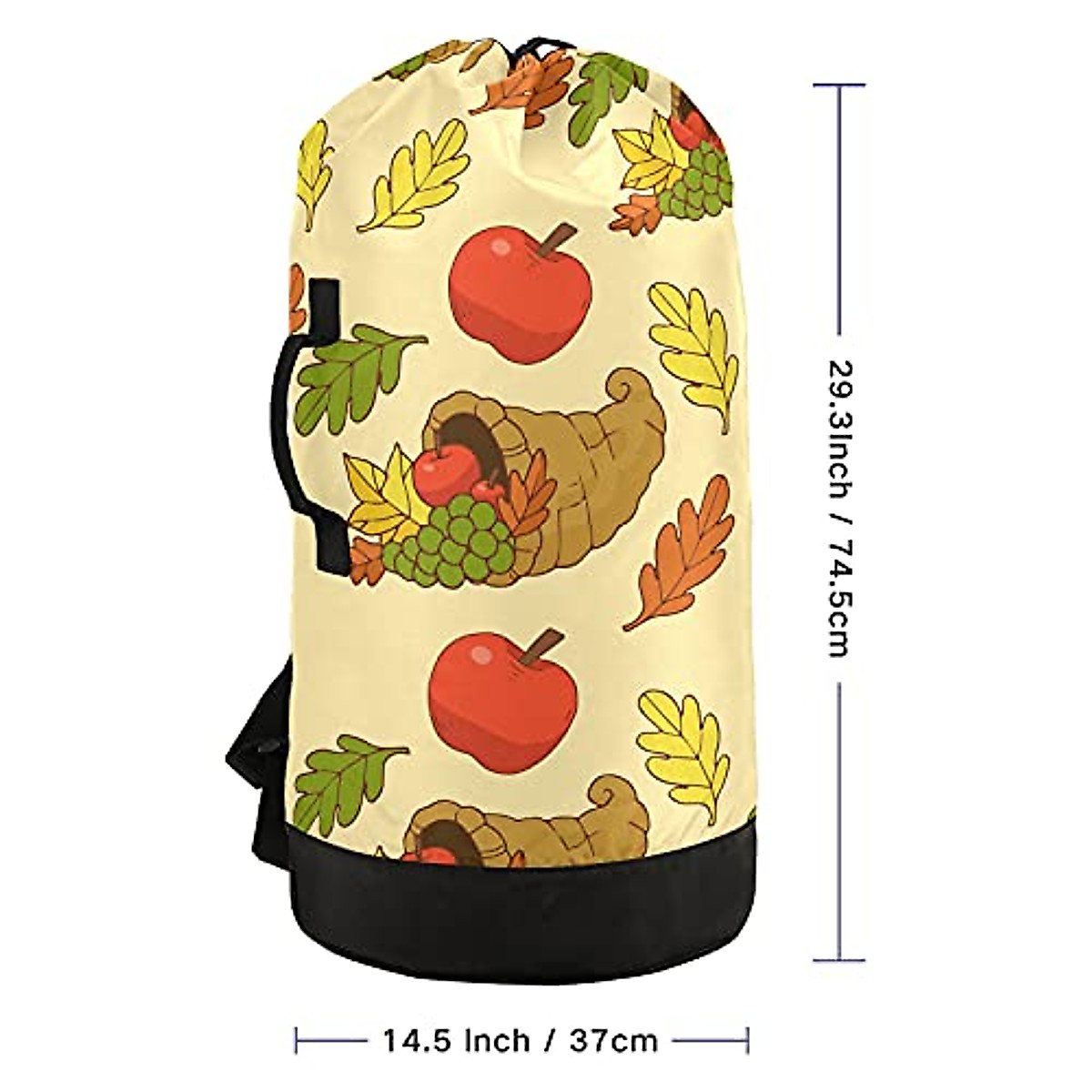 Thanksgiving Autumn Laundry Bag Heavy Duty Laundry Backpack with Shoulder Straps Handles Travel Laundry bag Drawstring Closure Dirty Clothes Organizer For College Dorm, Apartment, Camp Travel