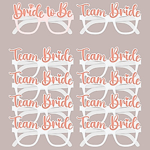 KatchOn, Rose Gold Bridal Shower Photo Props - Pack of 10 | Team Bride Glasses, Bridal Shower Photo Booth Props | Rose Gold Bachelorette Party Decorations | Bride Sunglasses, Bridal Shower Decorations
