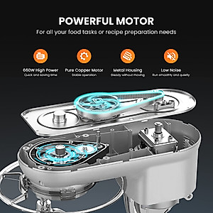 VIVOHOME Stand Mixer, 660W 10 Speed 6 Quart Tilt-Head Kitchen Electric Food Mixer with Beater, Dough Hook, Wire Whip and Egg Separator, Silver