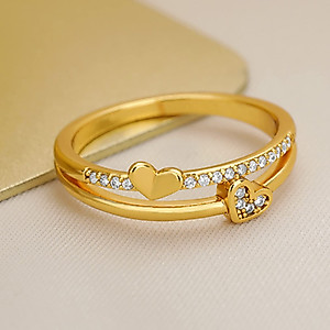 MRENITE Solid 10k Yellow Gold Lab Grown Diamond Ring IGI Diamond Heart Promise Ring Jewelry Gift for Women Size 8 (0.25cttw, I Color SI Clarity)