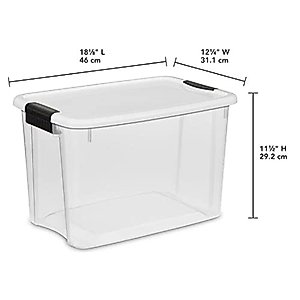 Sterilite 30 Quart Clear Plastic Stackable Storage Container Bin Box Tote with White Latching Lid Organizing Solution for Home & Classroom, 18 Pack