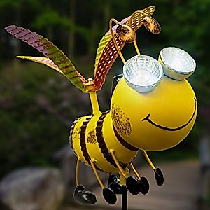 Shefio Garden Decor - Our Metal Yard Art & Solar Garden Lights are Great Backyard Ideas for Garden Gifts - Bee Decor for Outdoor Decorations for Garden, Lawn Ornament, Yard Decor