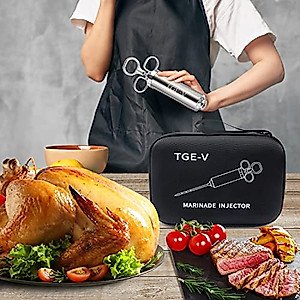 Meat Injector Syringe, Injector Marinades for Meats, Turkey, Brisket; Come with 3 Marinade Injector Needles; Meat Injectors for Smoking and BBQ, 2-OZ