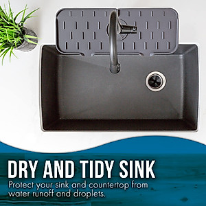 Kitchen Faucet Mat - Silicone Sink Faucet Mat Non Absorbent and Easy to Clean - Washable Faucet Mat for Kitchen Sink Drip Catcher - Splash Guard for Dish Water Drops - Long Sinkmat Protector Tray Pad