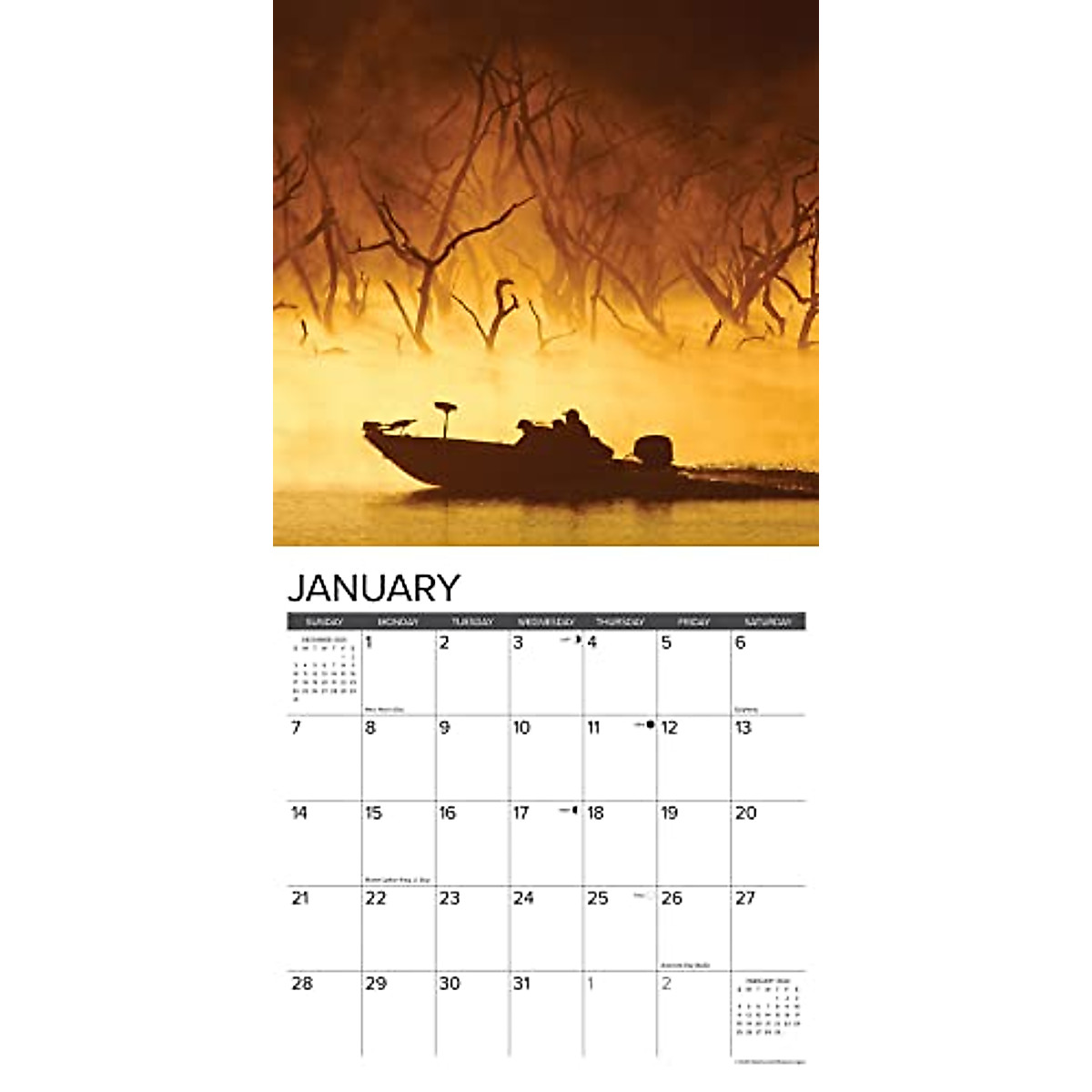 Willow Creek Press Bass Monthly 2024 Wall Calendar (12" x 12")