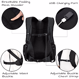 Ronyes Skateboard Backpack, Skateboard Bag,17.3 Inch Laptop Backpack with USB Charging Port, Basketball Longboard Backpack for Sports Travel Black