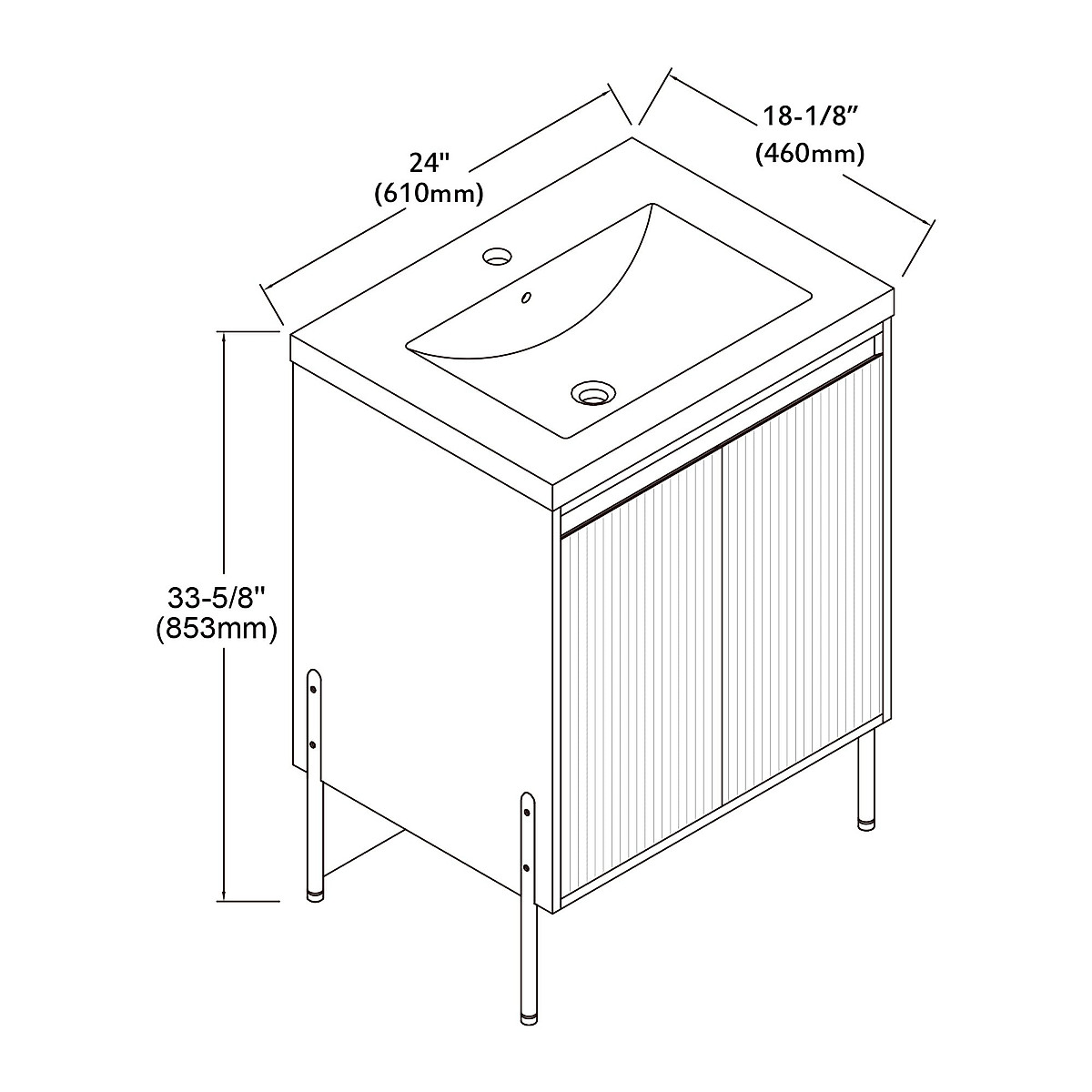 Dowell 24" Inch White Bathroom Vanity with Ceramic Sink Combo, Modern Bathroom Cabinet with Soft-Close Door, Freestanding Single Bathroom Vanity Set - 002 Series [Assembly Required]