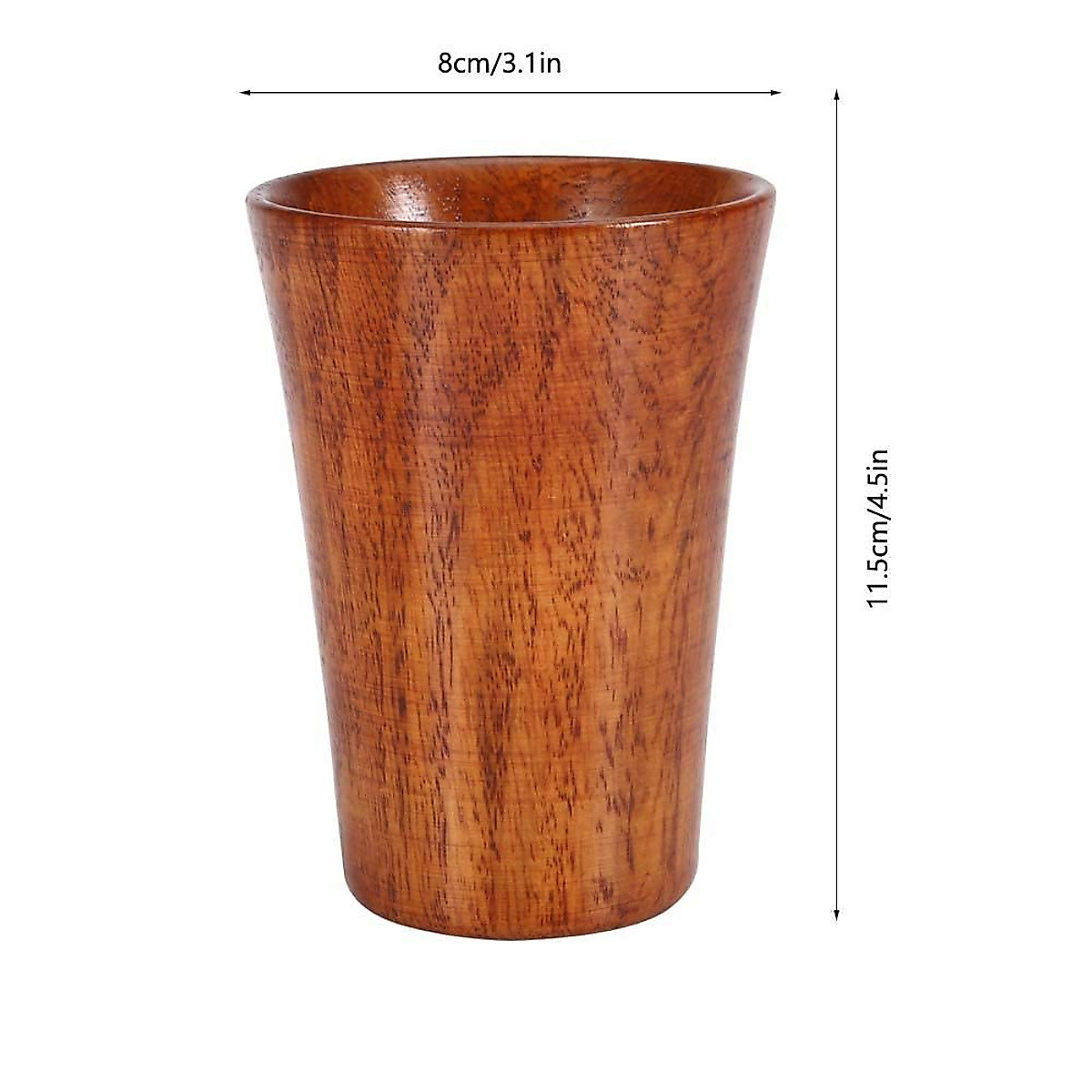 Junluck Solid Wooden Cup, Handmade Wooden Tea Cup Drinking Mug Milk Container Restaurant Kitchen Supplies for Drinking Tea Coffee Wine Beer Hot Drinks