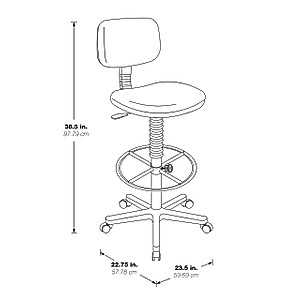 Office Star DC Series Adjustable Drafting Chair with Foot Ring and Sculptured Foam Seat, Black Vinyl
