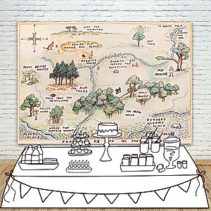 VV Backdrop 100 Acre Woods Bear Backdrop Baby Shower 5x3ft Bear Background Happy Birthday Bear Home Map Backdrops for Kids First Birthday Caketable Decor