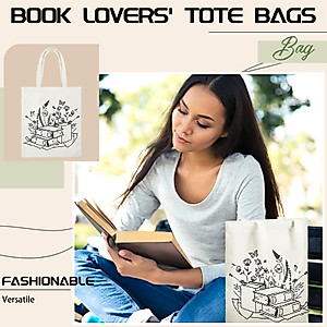 Sweetude 12 Christmas Canvas Book Tote Bags Bulk Club Gifts Aesthetic Book Lovers Librarian Bookish Readers Gifts