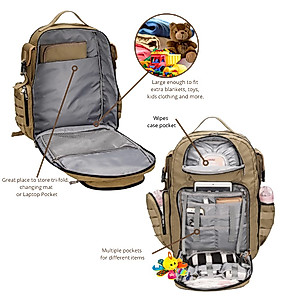 G'ccioni Diaper Bags Backpack,Travel Backpack,Insulated Bottle Pouch,Stroller Straps Changing Mat, Wipes & Bottle Pocket