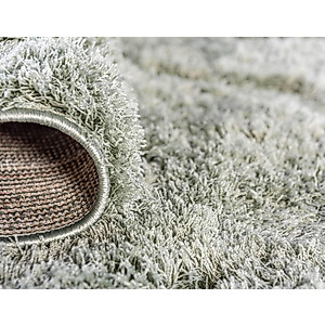 Unique Loom Floral Shag Collection Area Rug-Carved, 4 ft x 6 ft, Green