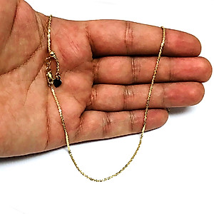 Jewelry Affairs 14k Yellow Real Gold Adjustable Sparkle Chain Necklace, 1.5mm, 22"