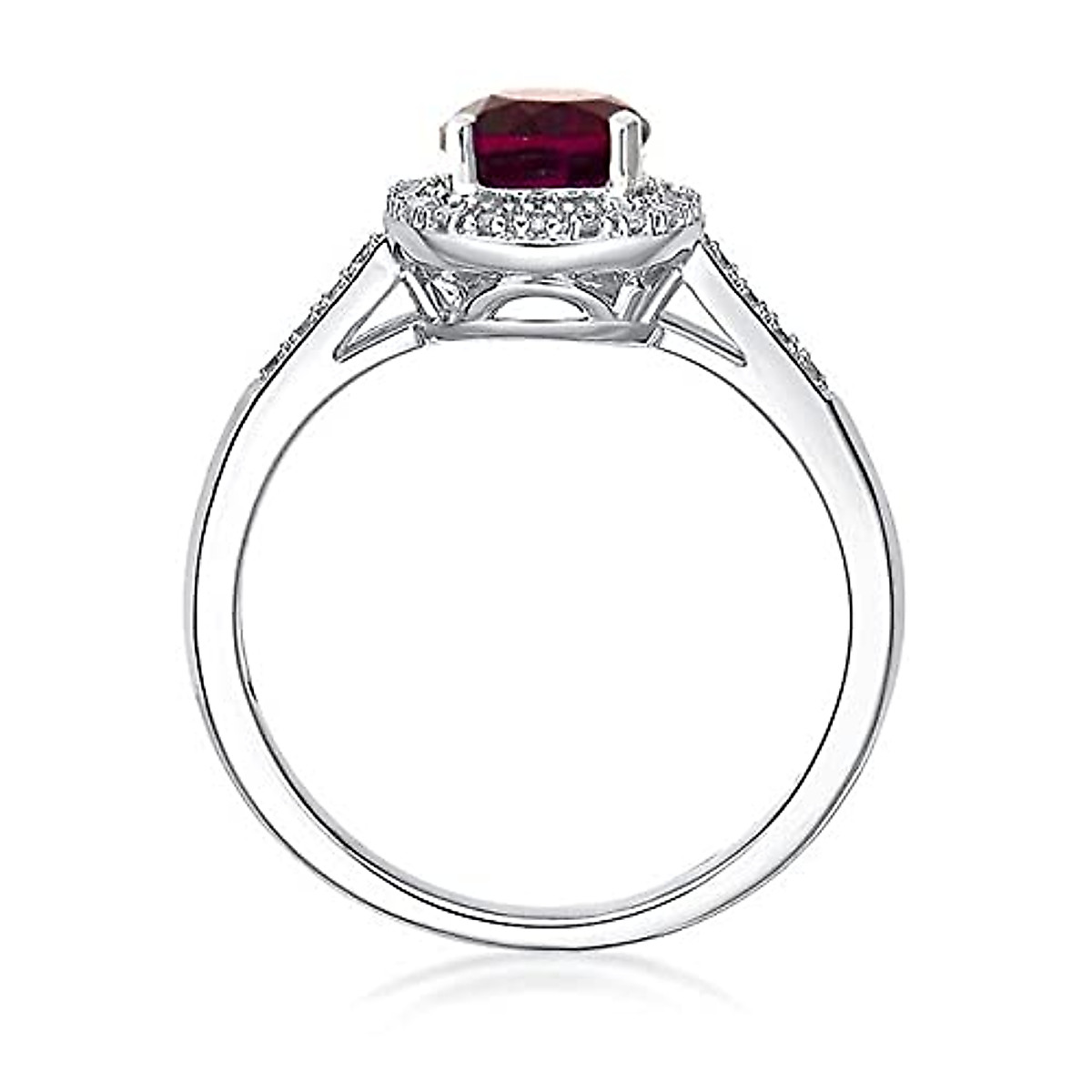 1 4/5 CT Round Shape Simulated Pink Ruby & White Cubic Zirconia Halo Wedding Engagement Ring in 14K White Gold Plated 925 Sterling Silver (1.80 Cttw) Ring Size -4