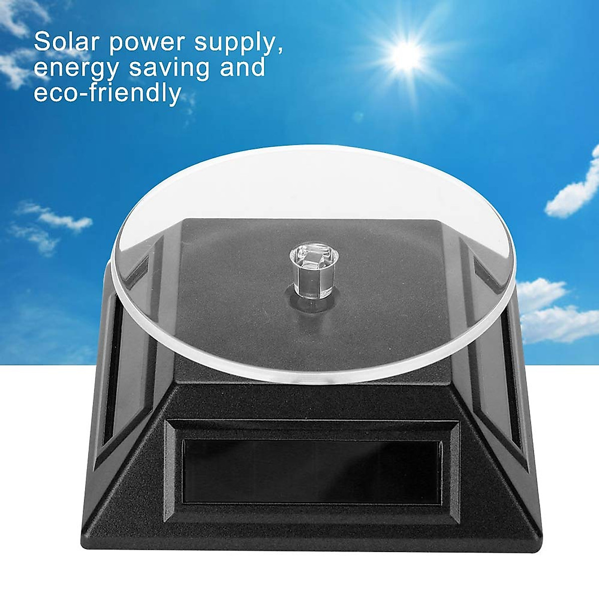 Antilog Jewelry Display Stand, Solar Showcase 360 Degrees Turntable Rotating Watch Phone Jewelry Organizer Display Stand(Black)