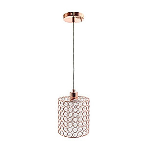 Elegant Designs PT1001-RGD 1 Light Elipse Crystal Cylinder Pendant, Rose Gold