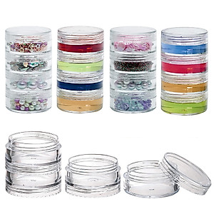 5 Set (20 Pieces) Stackable Cosmetic Containers with Screw Lids and Labels，10 Grams Clear Plastic Empty Jars Small Makeup Sample Containers for Beauty Products