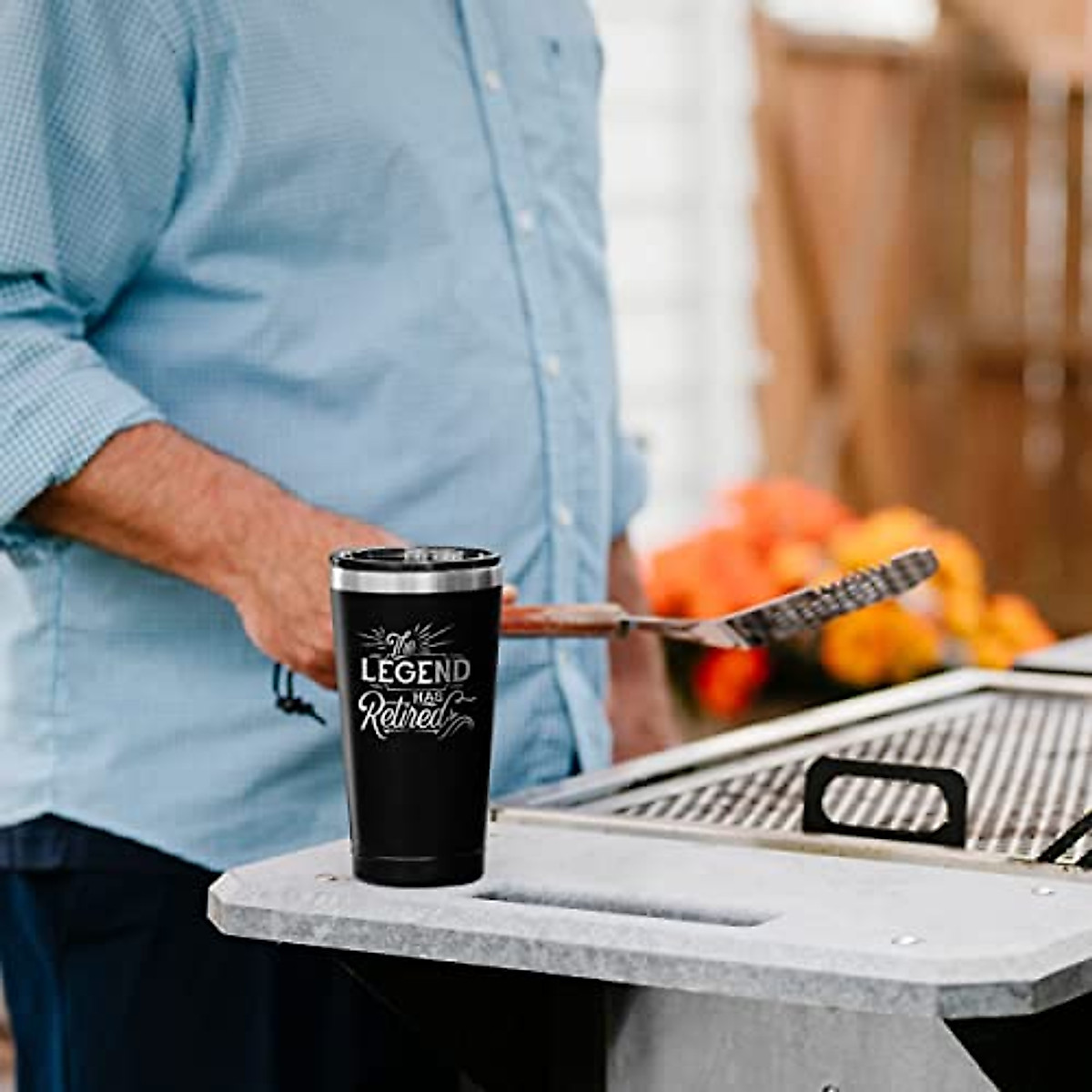Sodilly Retirement Themed Tumbler Mug - Humorous Gift for Former Colleagues - Retirement Travel Mug - Legend Has Retired Mug - Stainless Steel Tumbler - Legend Has Retired Glass - 16 oz Black Tumbler