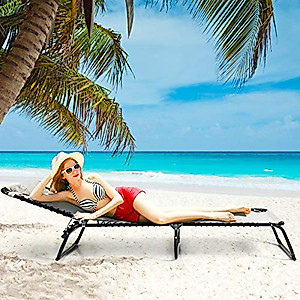 Giantex Patio Chaise Lounge Chair Foldable W/ 4 Adjustable Positions and Detachable Pillow Outdoor Beach Chair for Yard,Pool Sunbathing Seat Recliner(1, Grey)