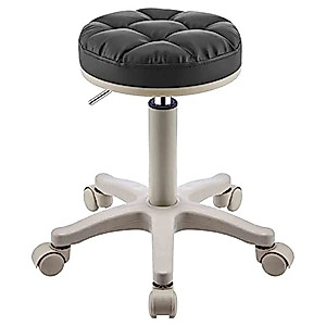 LWBLJX Roll Bar Stool with 360° Swivel Wheels, Medical Counter Beauty Salons Round Chair, PU Leather Seat and Foot Pedals, Adjustable 46-59 cm(Color:Black)