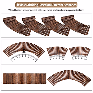 Dragosum 8FT Garden Pathway Wooden Walkway, Outdoor Path Curved Walkway Roll Out Plow and Hearth Wooden Walkway, Decorative Lawn Patio Pavers Boardwalk Beach Wedding Party (Curved)