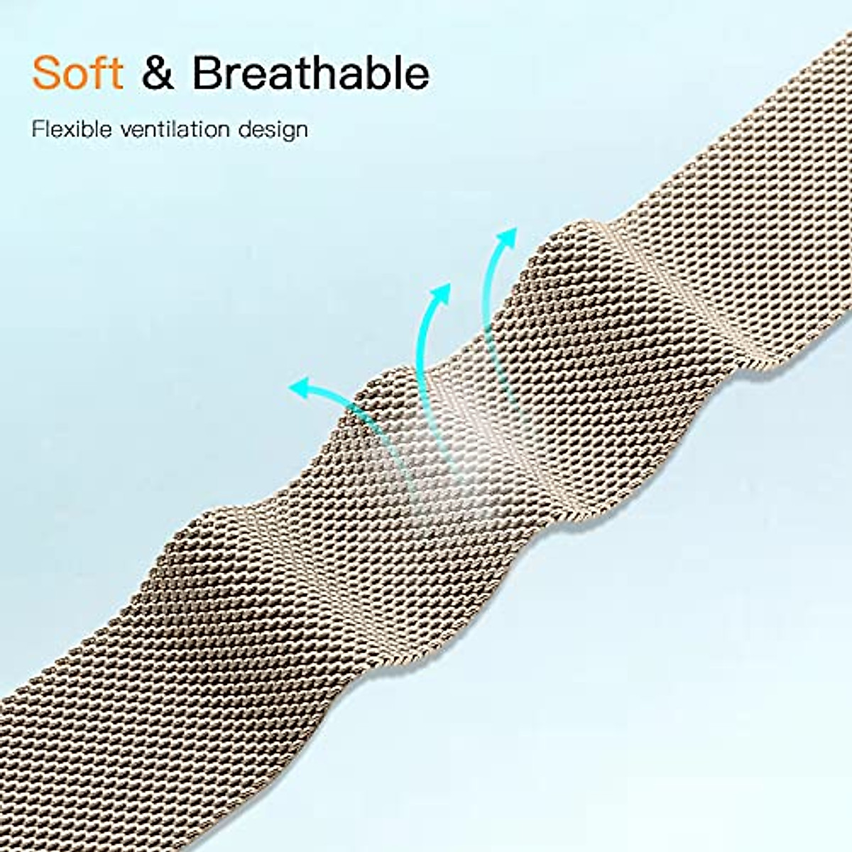ZWGKKYGYH Bands Compatible with Fitbit Sense Versa 3 Versa 4 and Sense 2 Smartwatch Women Men, Stainless Steel Metal Mesh Magnetic Band Replacement for Sense/Sense 2/Versa 3/Versa 4, Small Champagne