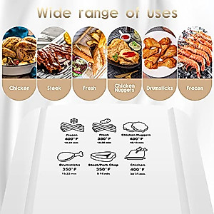 nutrifryer Air Fryer, 4Quart Air Fryer with Grill and Recipe Instructions, Small and Compact Design, 50Pcs Custom Parchment Paper Liners, Non-Stick Basket, 1400W, White