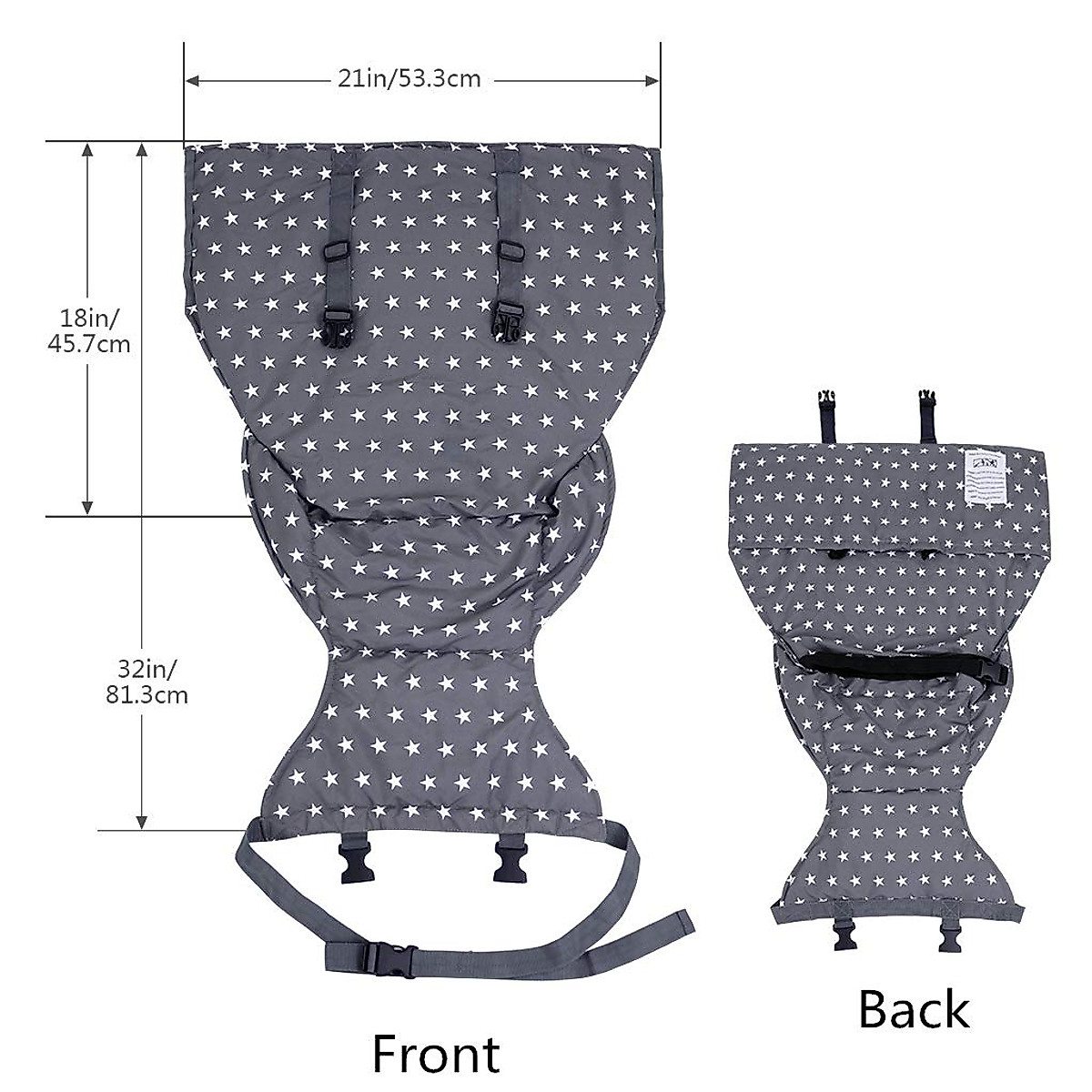 Vine Easy Seat Portable Travel High Chair | Adjustable, Safety, Washable | Toddler High Chair Seat Cover | Convenient Cloth Travel High Chair Fits in Your Handbag (Grey)